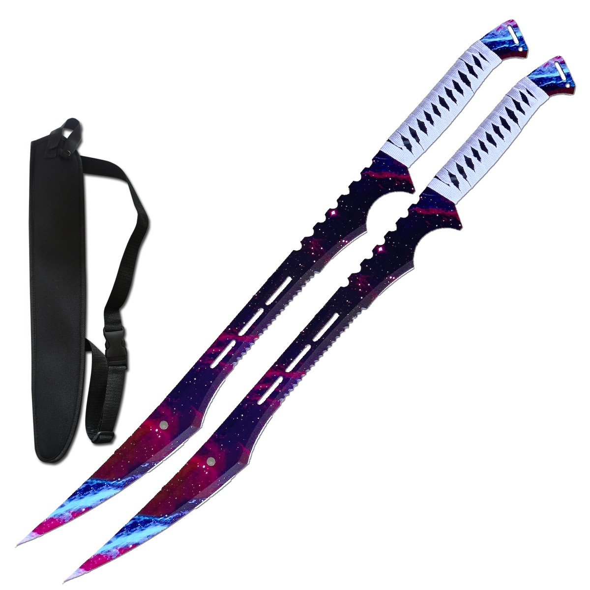 2 Pc 27 Inch Full Tang Twin Ninja Fighting Sword Set Galaxy | ThugBusters